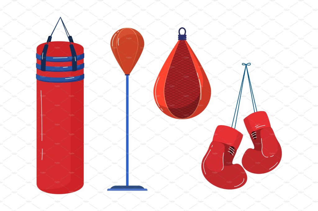Boxing items set, sport training – MasterBundles