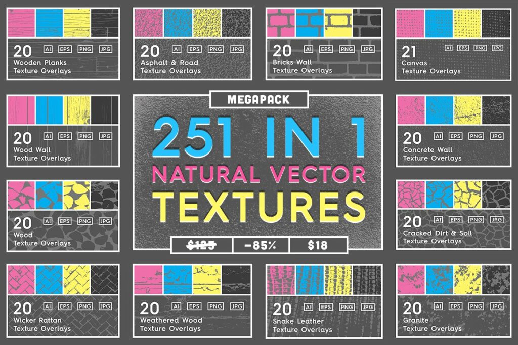 251 Natural Vector Textures Megapack – MasterBundles