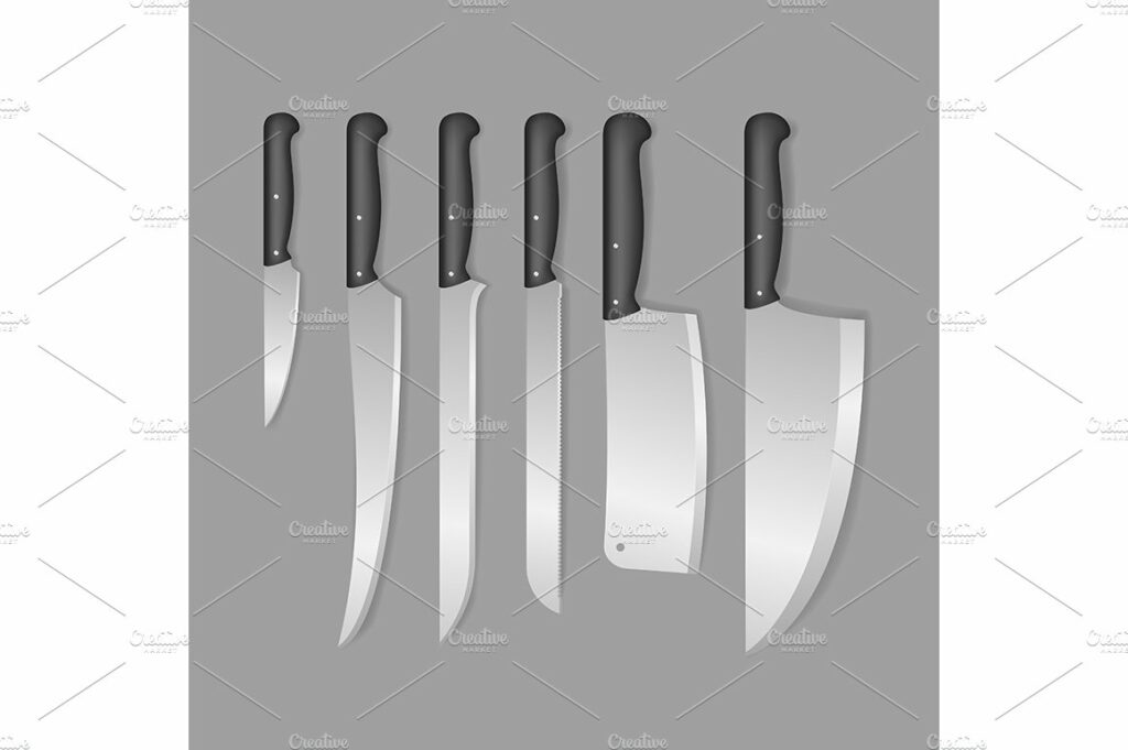 Realistic 3d Butcher Meat Knives Set – MasterBundles