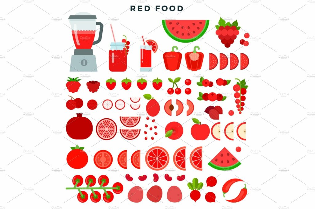 Collection of red food vegetables – MasterBundles