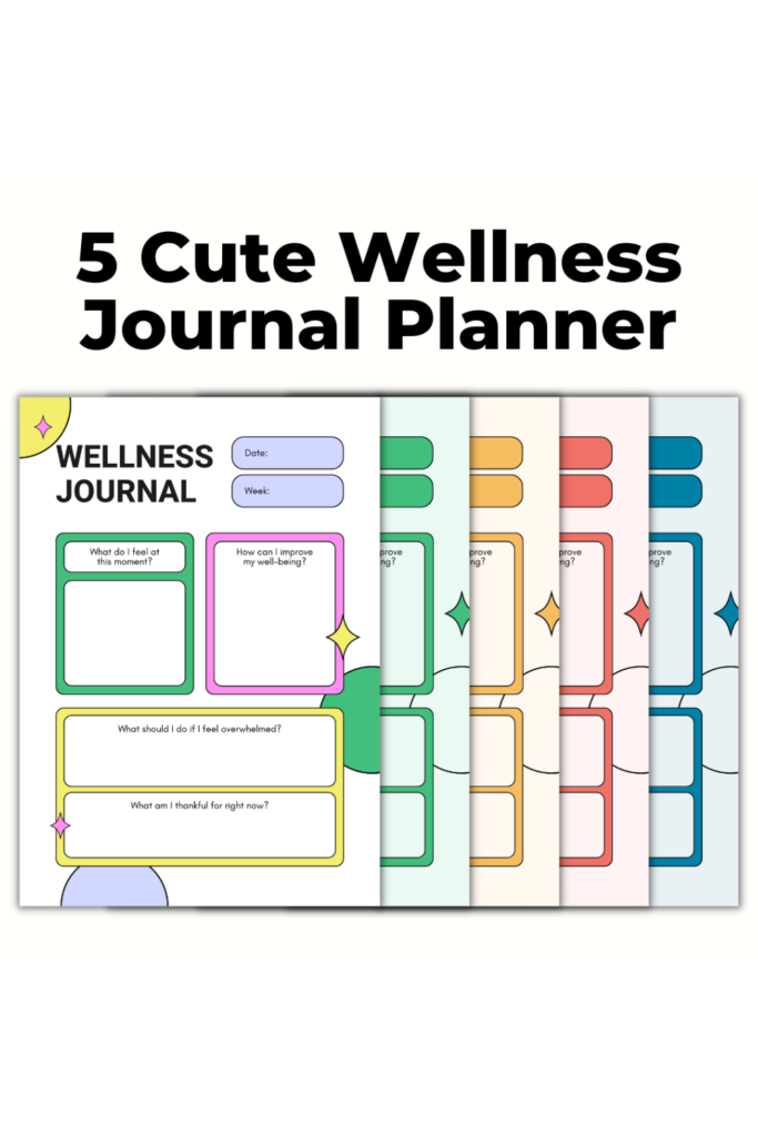5 Cute Wellness Journal Planners Template - MasterBundles