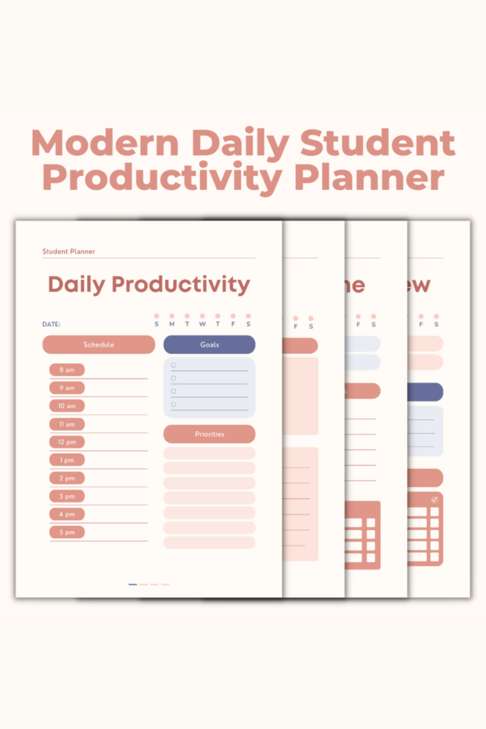 Modern Daily Student Productivity Planner Template - MasterBundles