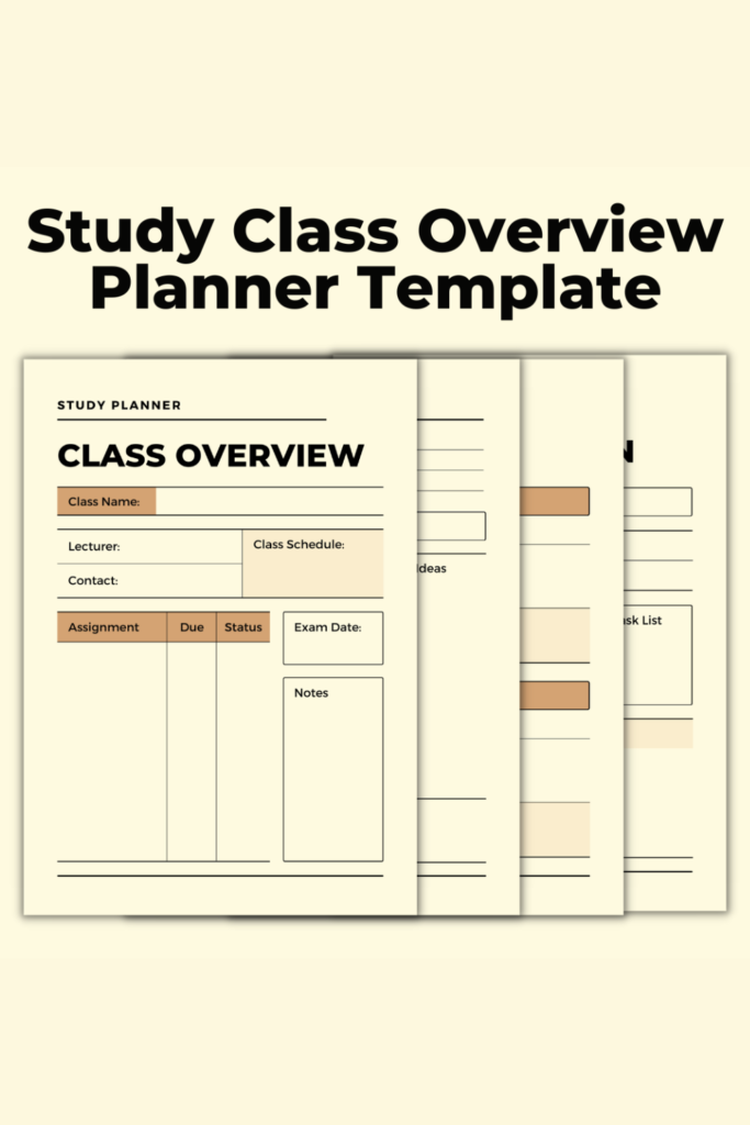 Study Class Overview Planner Canva Template - MasterBundles