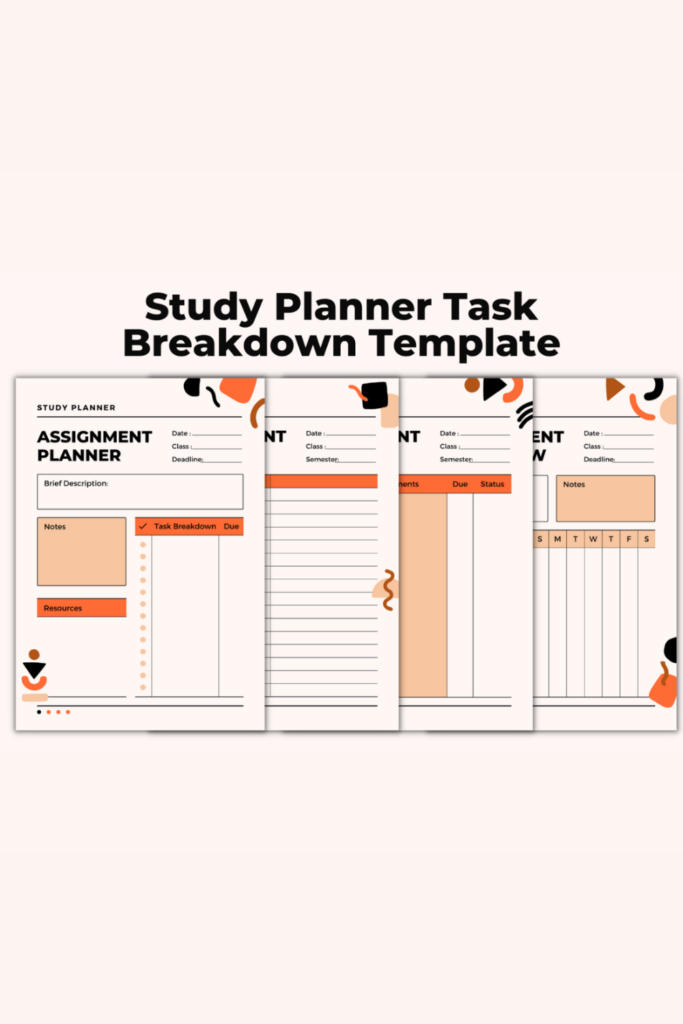Study Planner Task Breakdown Canva Template - MasterBundles