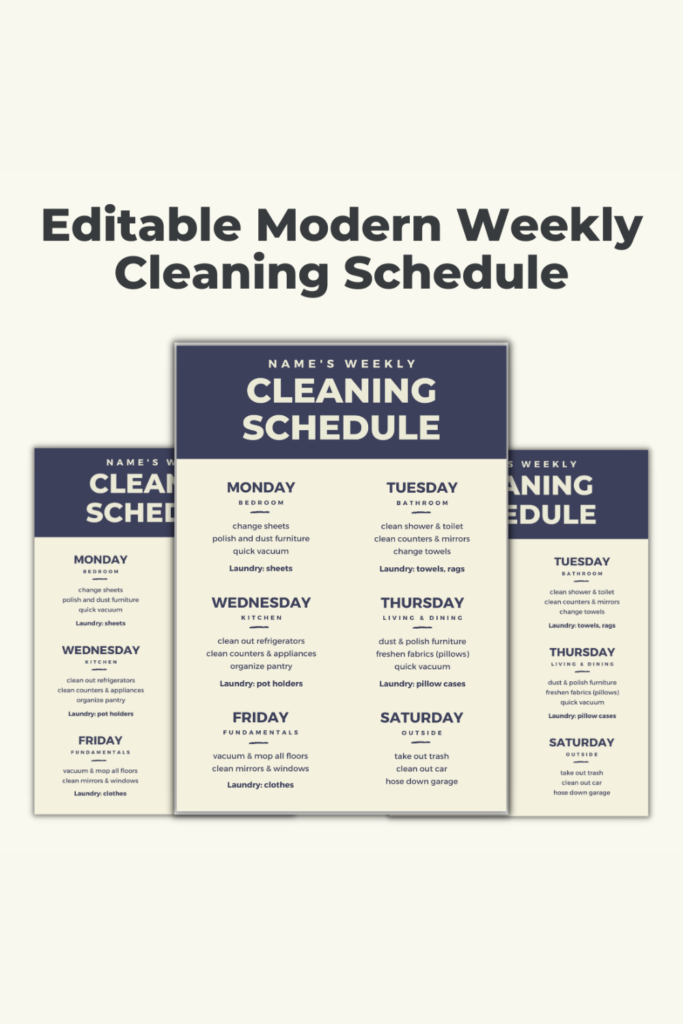 Editable Modern Weekly Cleaning Schedule - MasterBundles
