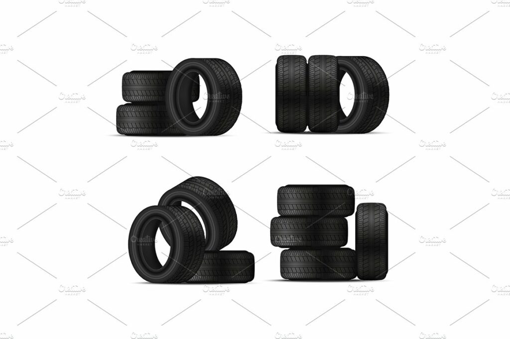 Realistic 3d Detailed Car Tires Set. – MasterBundles