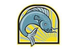 Catfish Jumping Sunburst Cartoon – MasterBundles