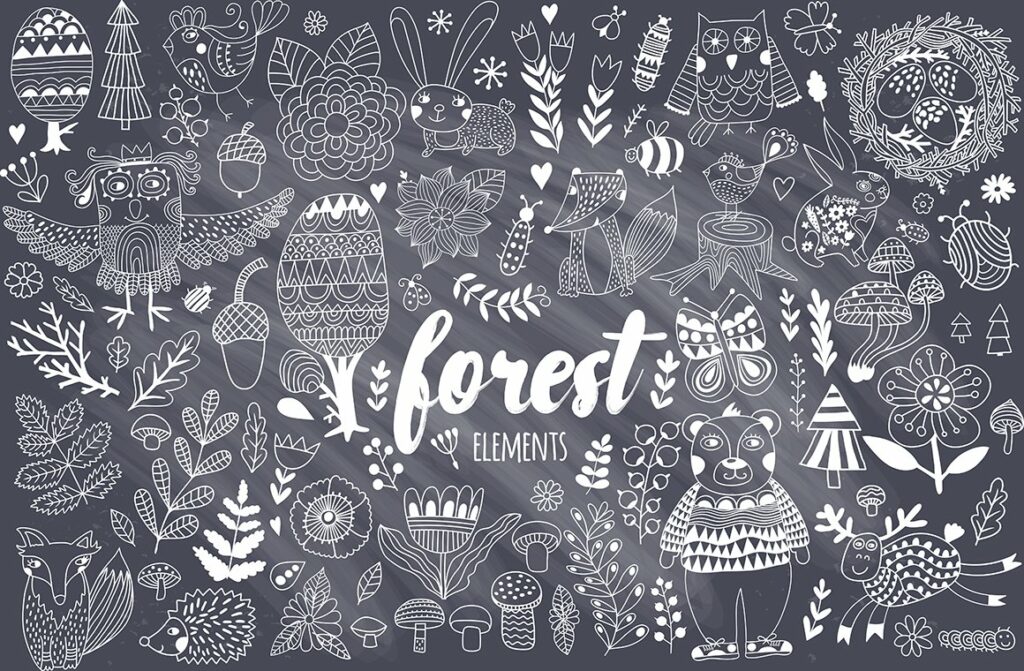 Forest handrawn doodle collection – MasterBundles