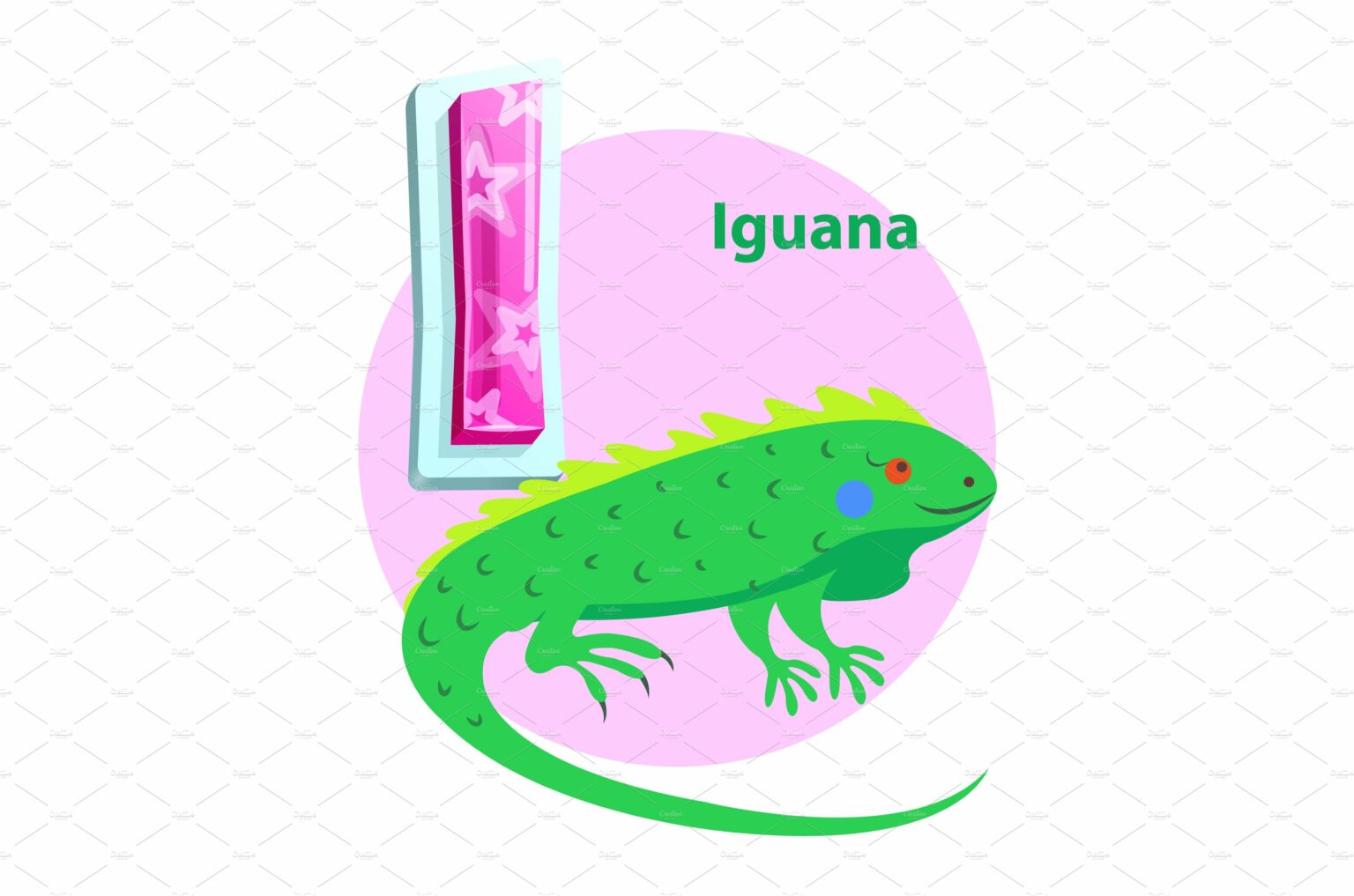 Letter I for iguana cartoon alphabet – MasterBundles