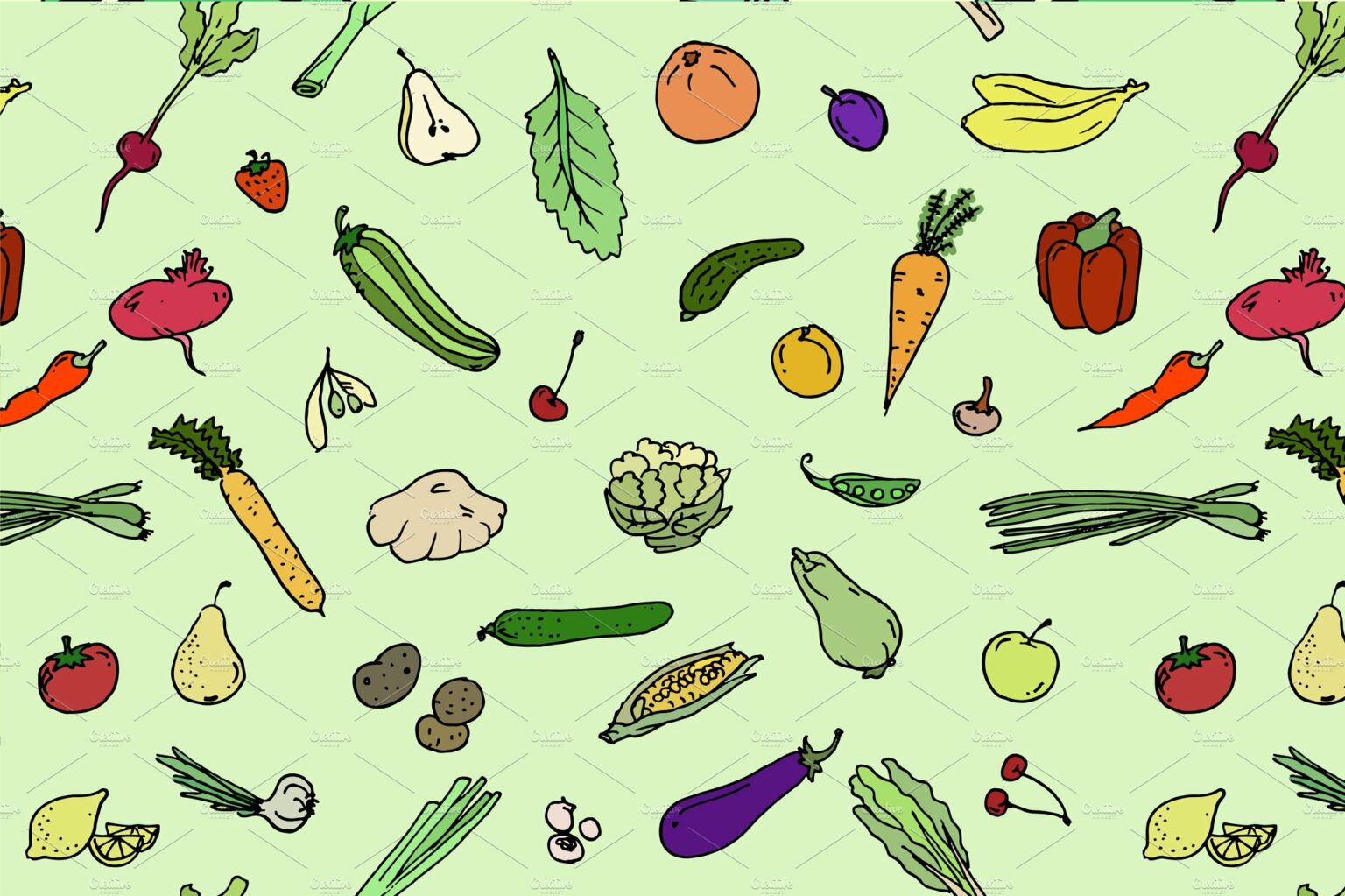 pattern Fruits and vegetables – MasterBundles