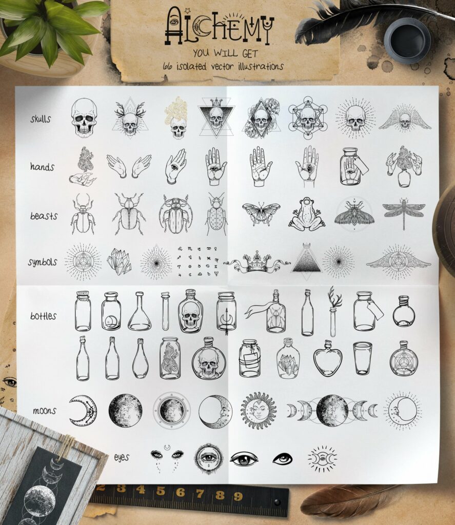 100 ALCHEMY. Magic Vector Set. – MasterBundles