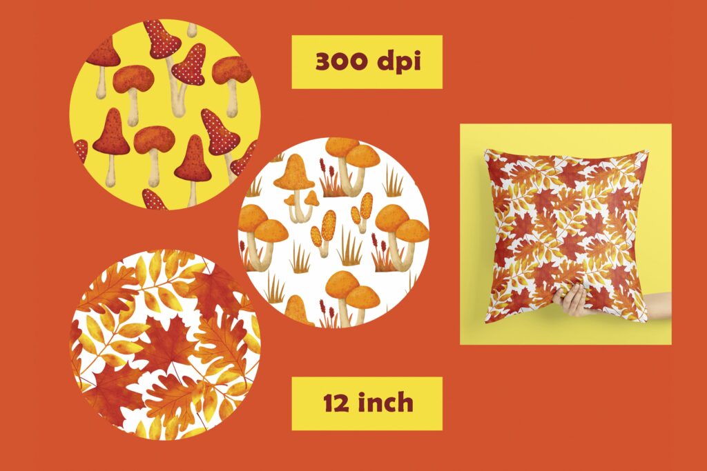 Fall Mushrooms Clipart and Patterns – MasterBundles