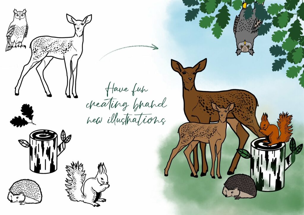 Forest animals vector and bitmap set – MasterBundles