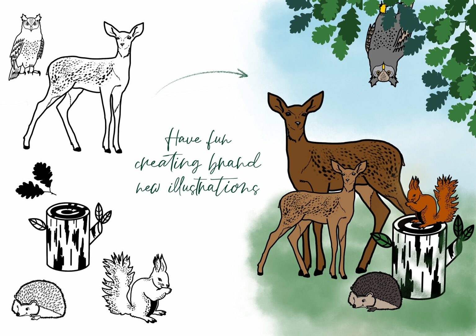 Forest animals vector and bitmap set – MasterBundles