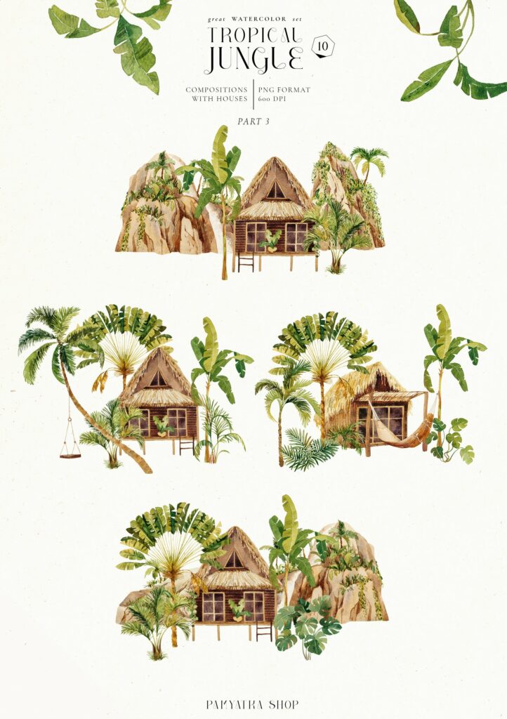 Tropical jungle - watercolor set – MasterBundles