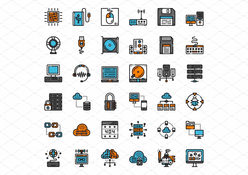 36x3 Computer icons – MasterBundles