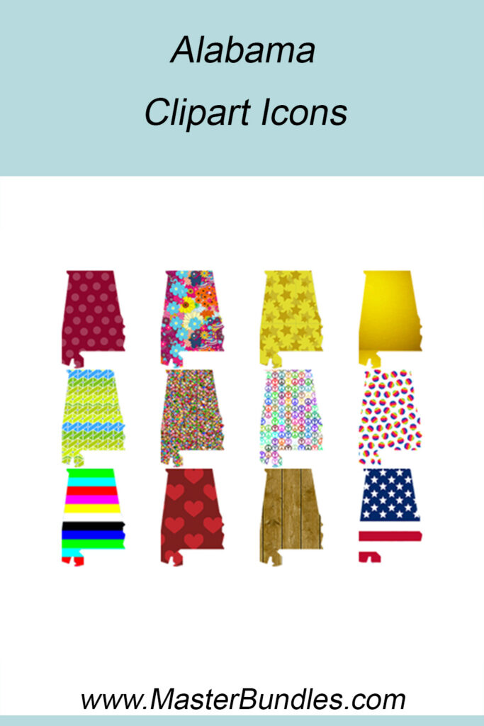 12 STYLISH ALABAMA STATE CLIPART ICONS - MasterBundles