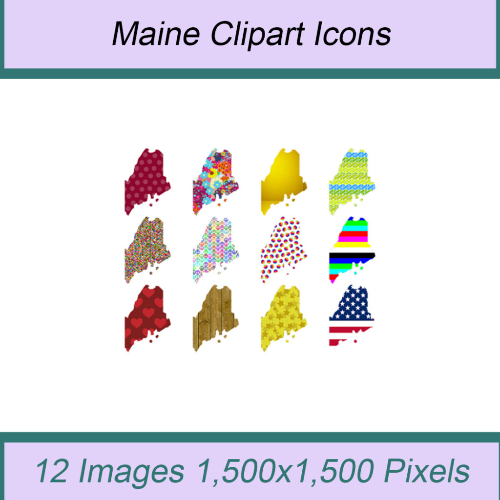 12 STYLISH MAINE STATE CLIPART ICONS - MasterBundles