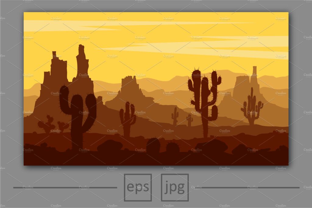 Desert Landscapes Vector Set. – MasterBundles