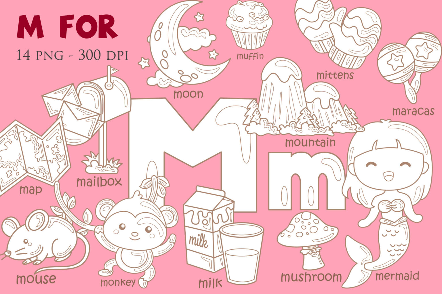 Alphabet M For Vocabulary School Letter Reading Writing Font Study ...