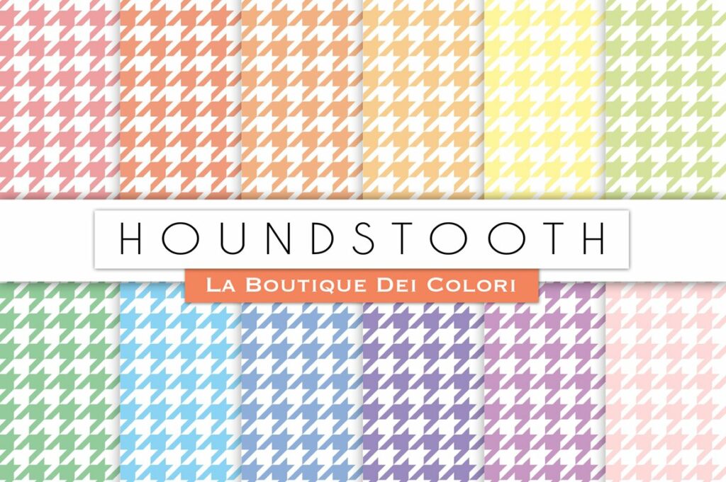 Pastel Houndstooth Digital Papers – MasterBundles