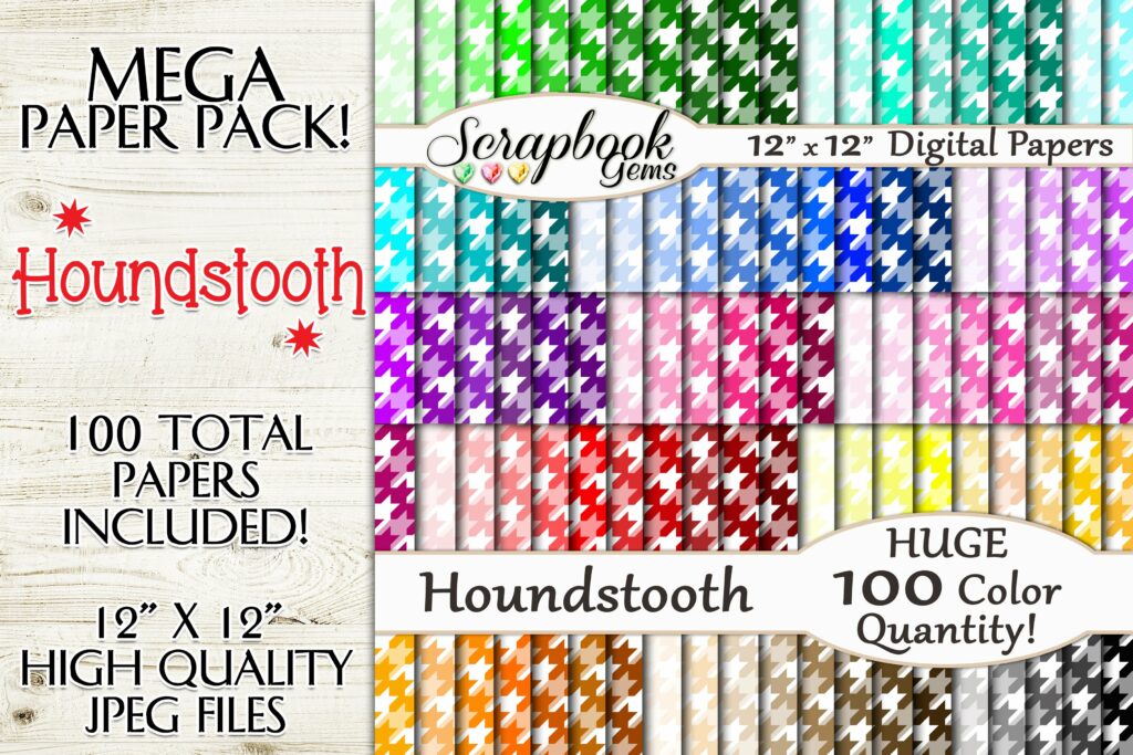 100 Colors Houndstooth Pattern Paper – MasterBundles