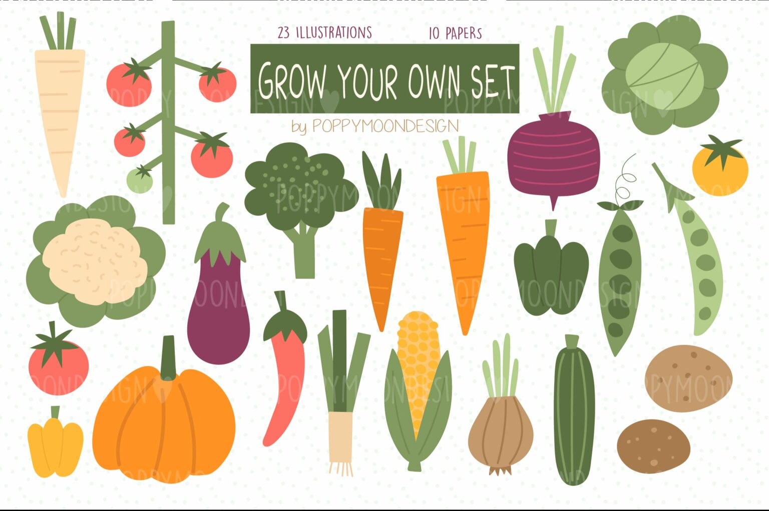 Grow Your Own clipart and paper set – MasterBundles