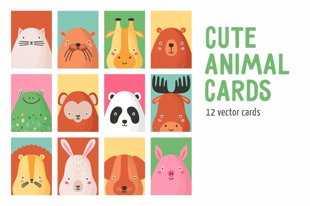 Cute animals card set – MasterBundles
