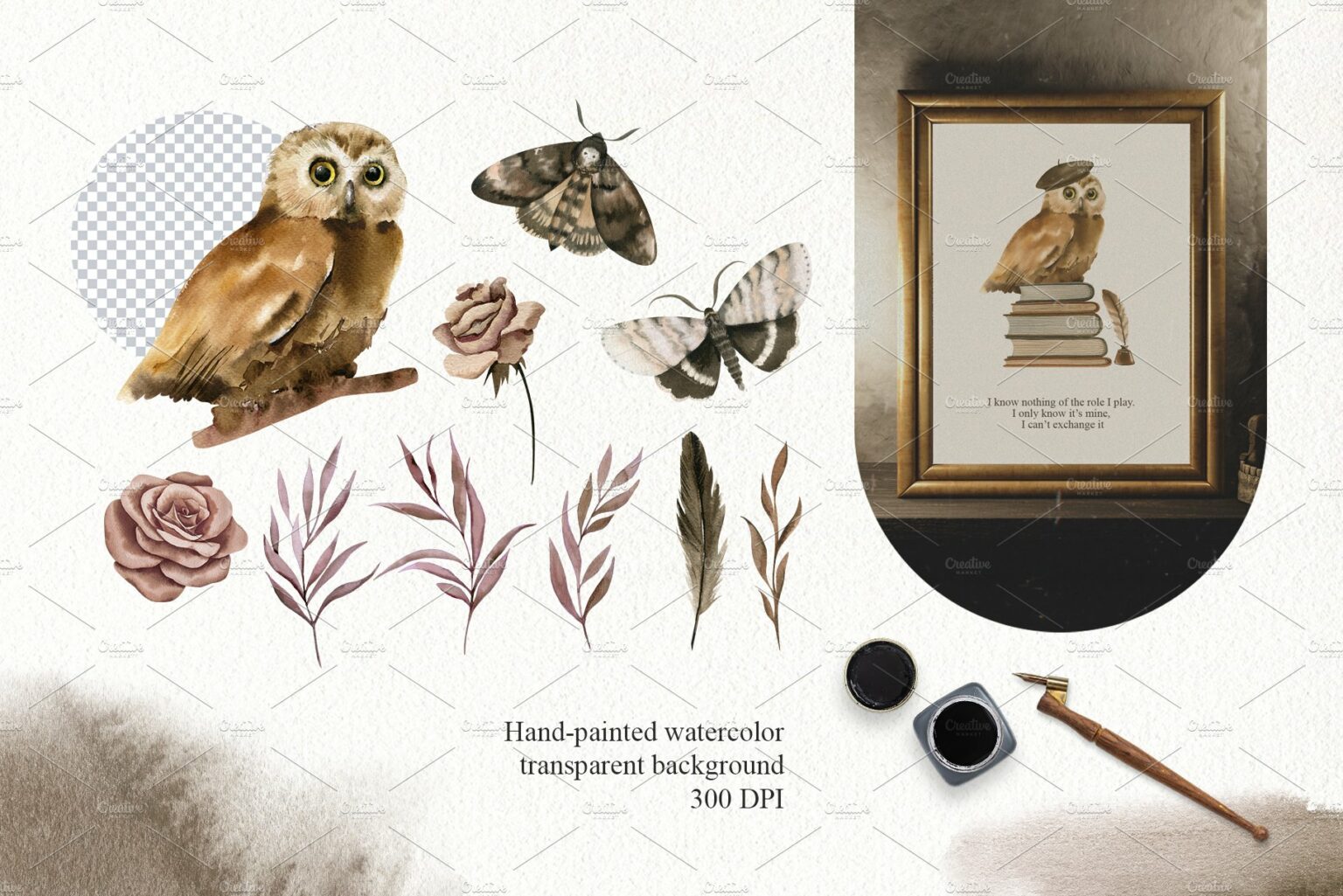 Dark Academia watercolor clipart set – MasterBundles