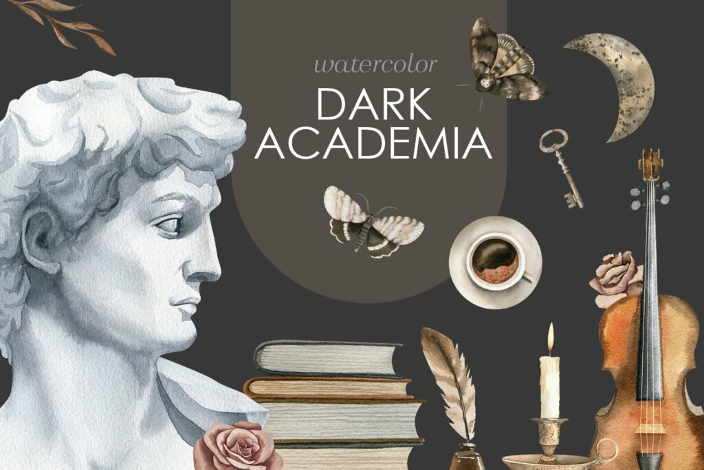 Dark Academia watercolor clipart set – MasterBundles