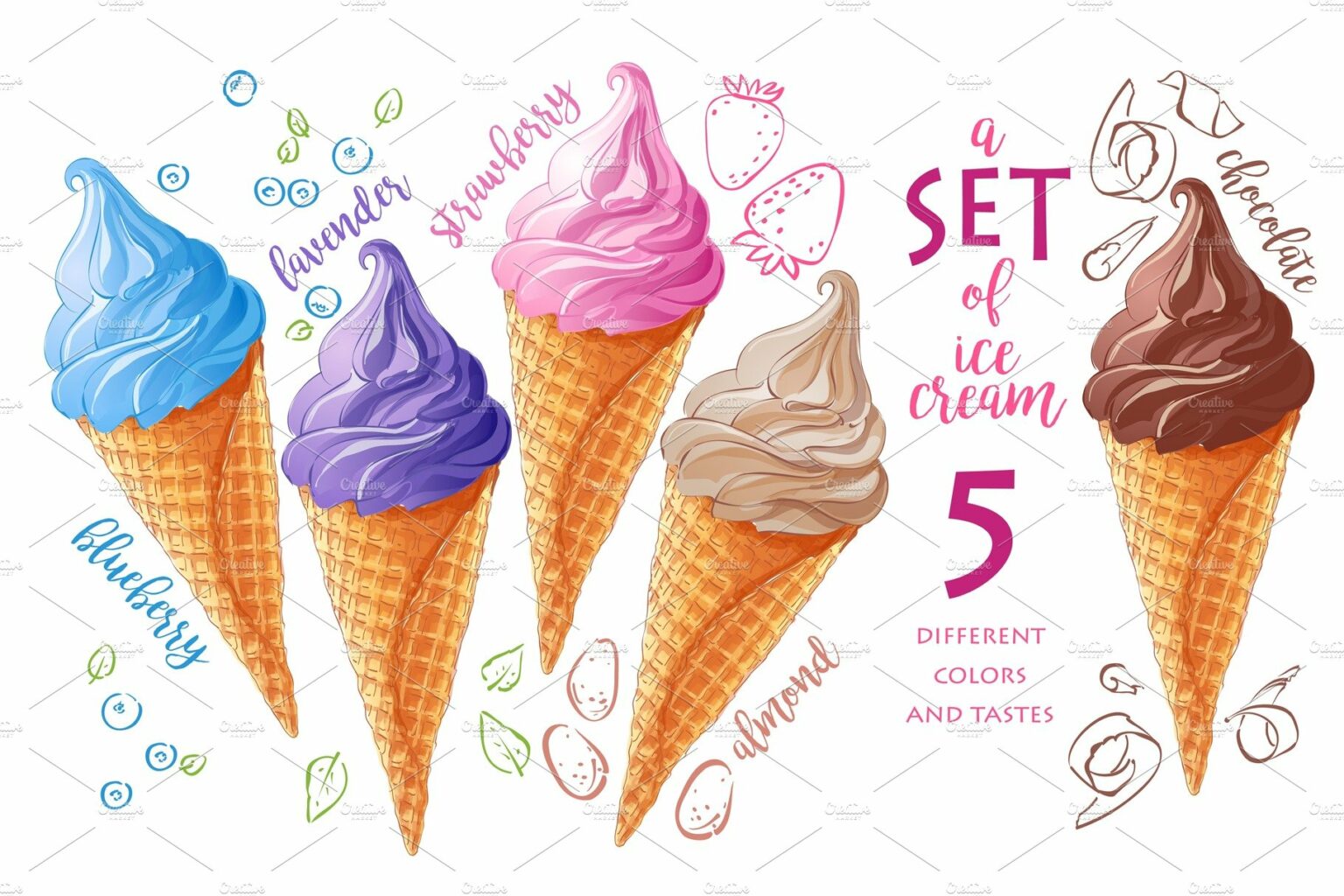 Set of Vector ice creams – MasterBundles