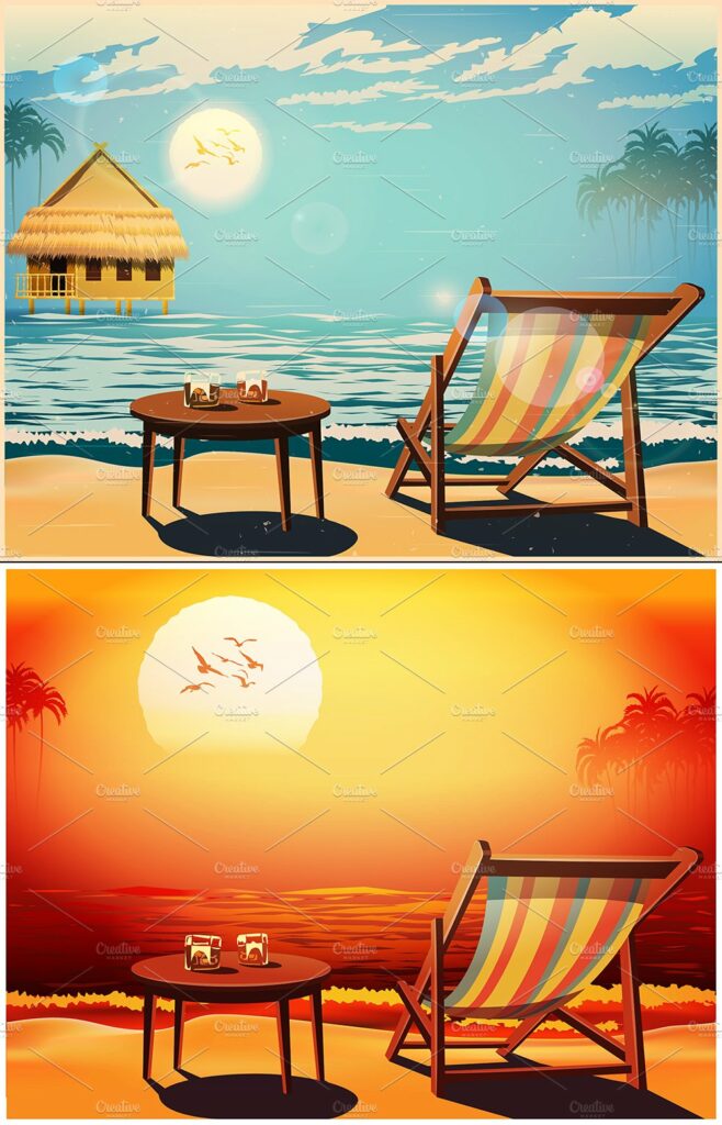 Deckchair at sunset mini Set – MasterBundles