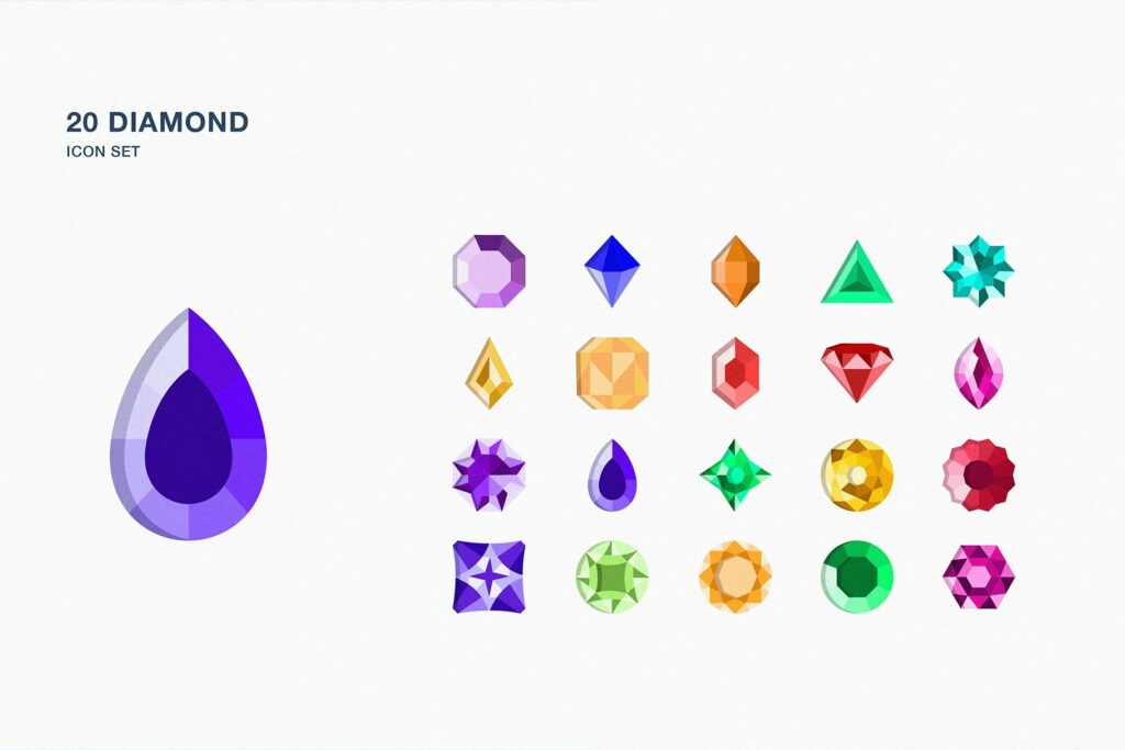 Diamond and gems icon set – MasterBundles