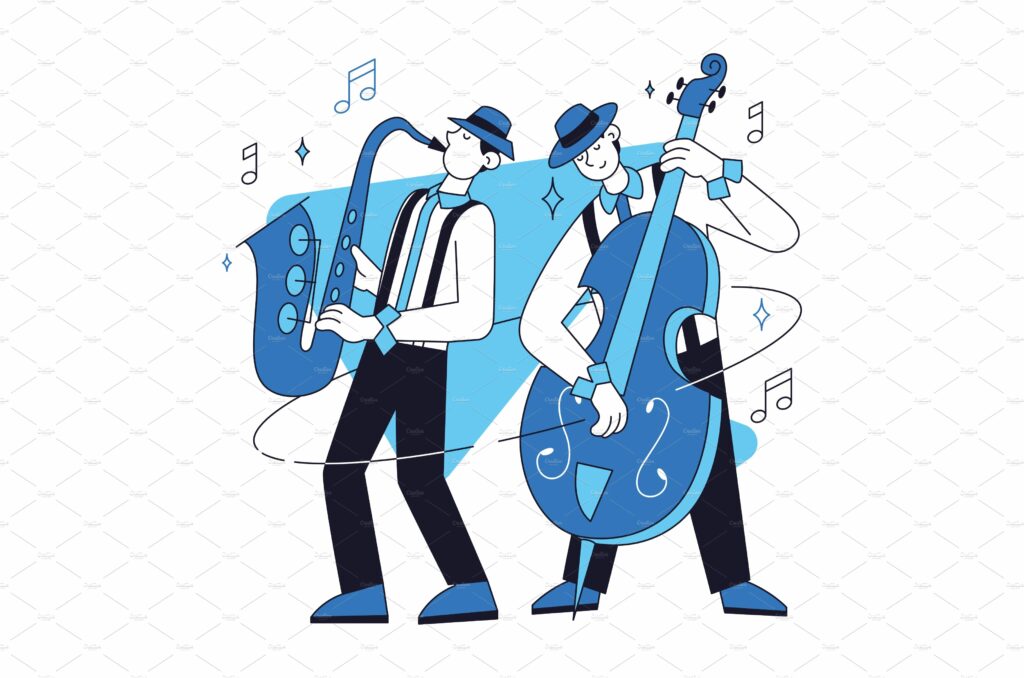 Male characters playing jazz – MasterBundles
