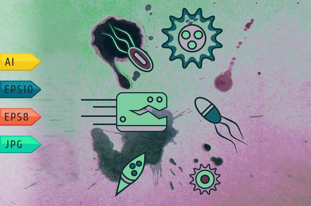 Collection of nasty bugs and germs. – MasterBundles