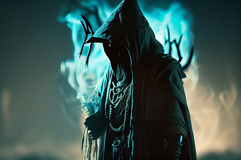 Dark pagan shaman fantasy sunset silhouette – MasterBundles