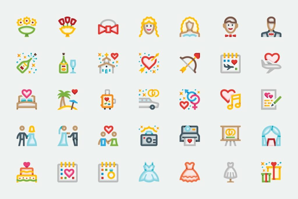 Basicons / Holidays / Wedding Icons – MasterBundles