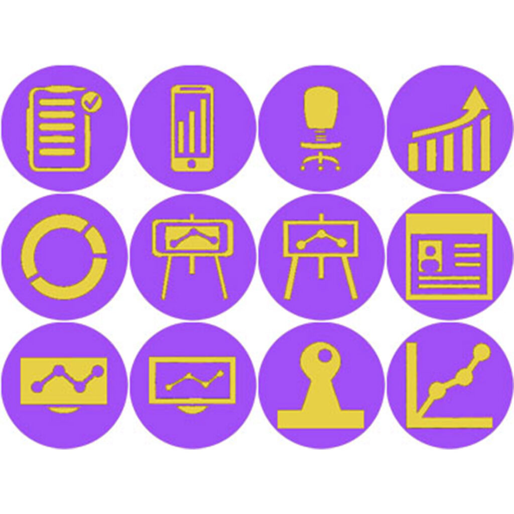 ELECTRIC PURPLE AND YELLOW BUSINESS ICONS - MasterBundles