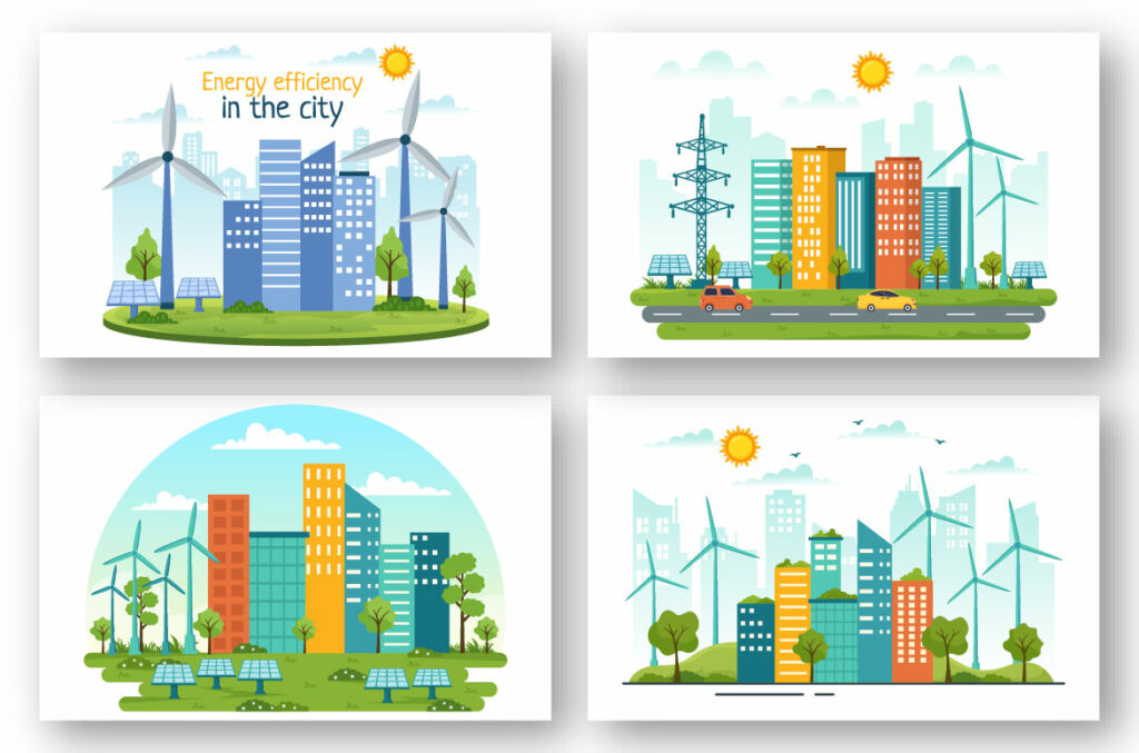10 Energy Efficiency in the City Illustration - MasterBundles