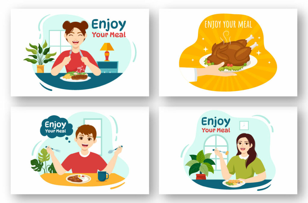 15 Enjoy Your Meal Vector Illustration - MasterBundles