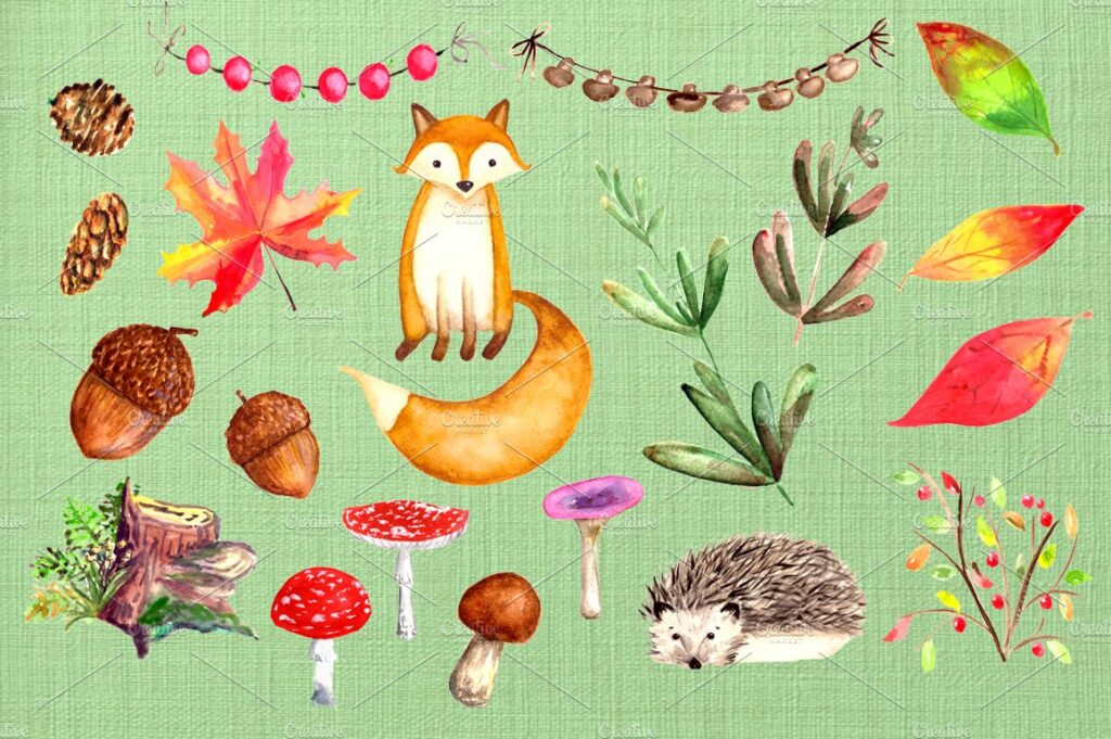 Watercolor Fall Clip Art Set – MasterBundles