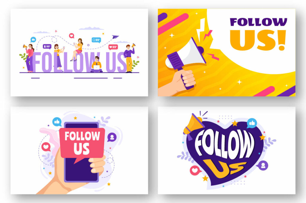 16 Follow Us and Like Illustration - MasterBundles