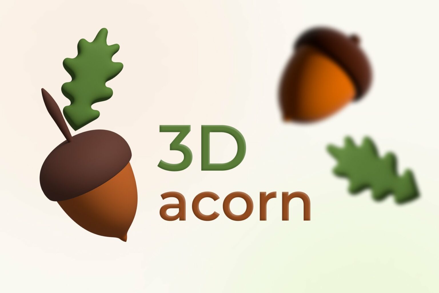 3D acorn illustration set – MasterBundles