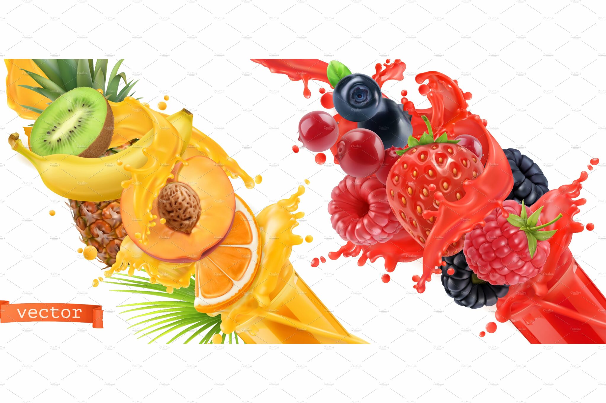 Fruit burst. Splash of juice. Vector – MasterBundles