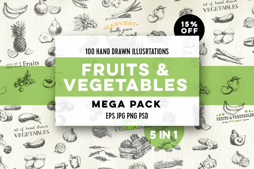 Mega pack. Fruits and vegetables. – MasterBundles