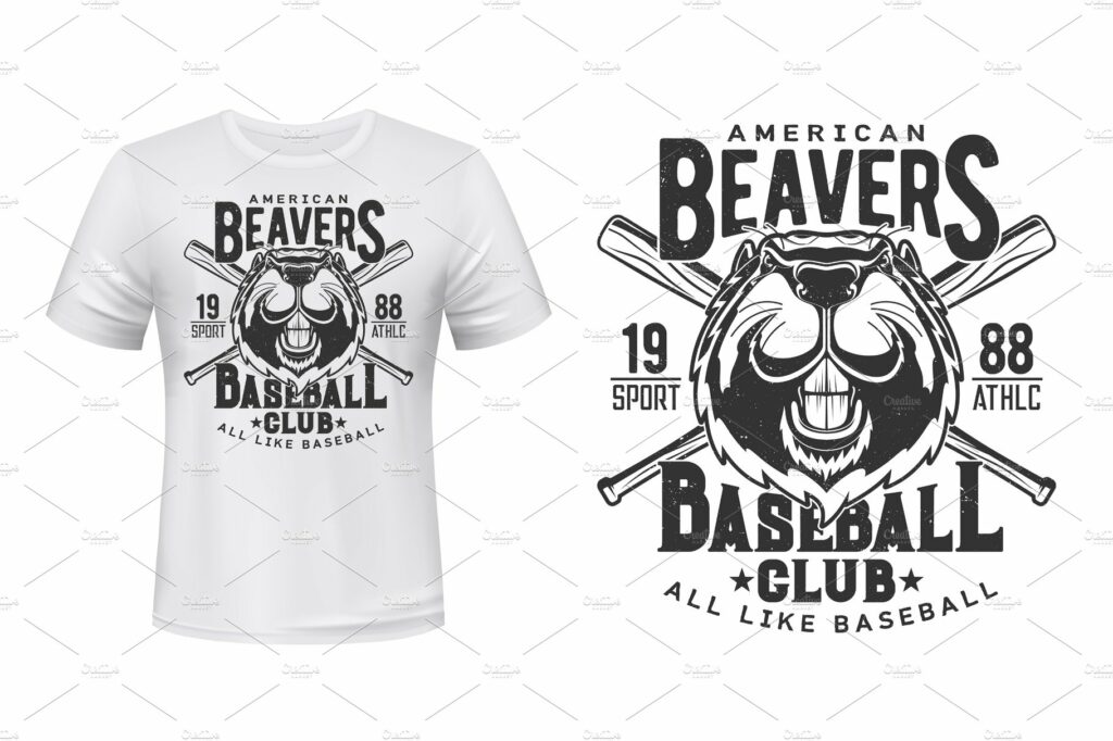 Beaver t-shirt print, baseball sport – MasterBundles