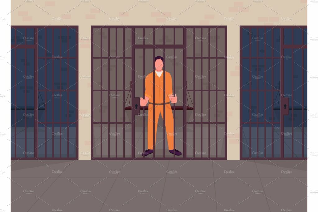 Criminal in prison illustration – MasterBundles