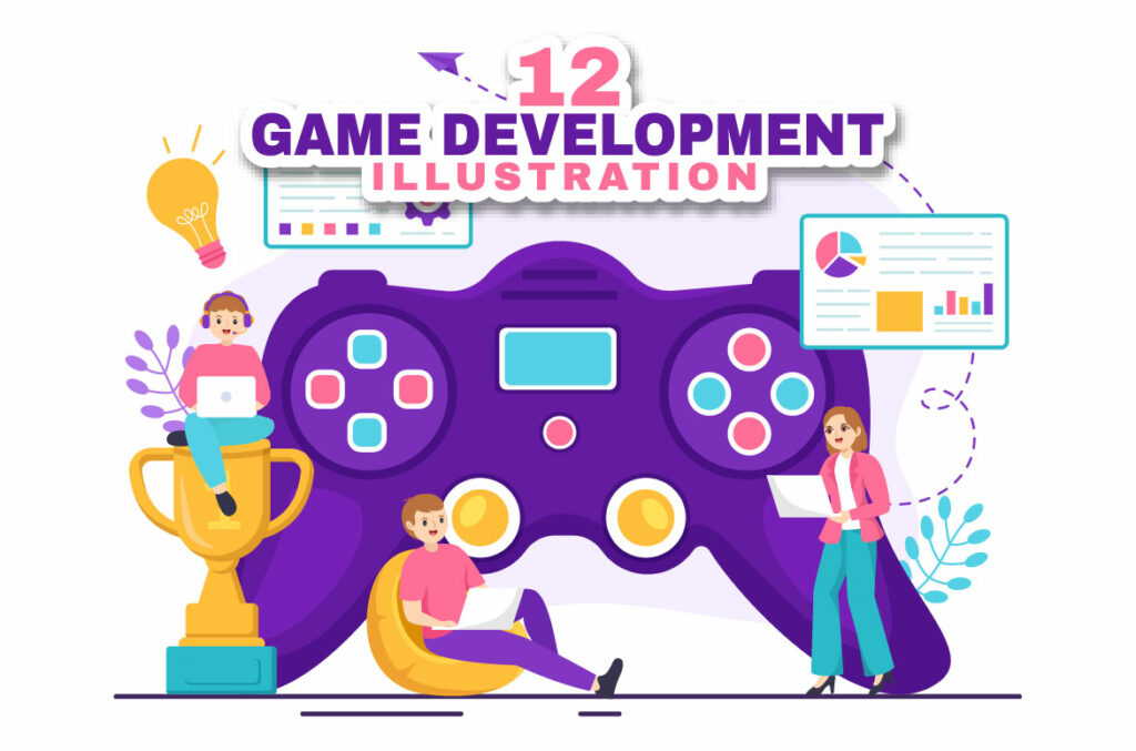 12 Video Game Development Illustration – MasterBundles