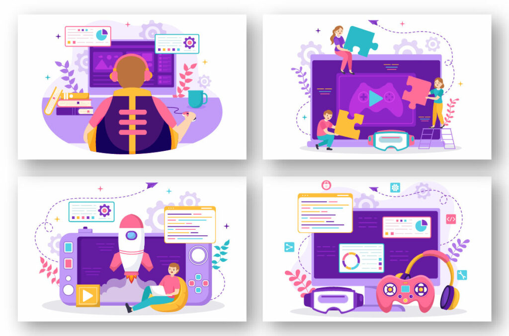 12 Video Game Development Illustration – MasterBundles