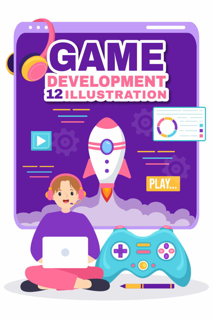 12 Video Game Development Illustration – MasterBundles